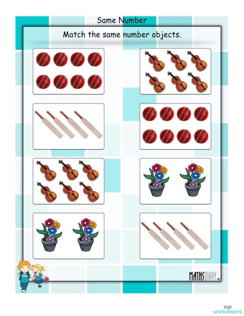 Year 1 Math | Same Number (2). Interactive worksheet | TopWorksheets