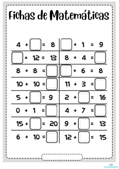 matem+atica. Ficha interactiva | TopWorksheets