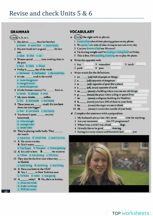 Revise Unit check 5 and 6. Interactive worksheet | TopWorksheets