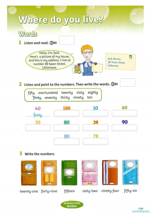 Unit 01: Where do you live? (23). Bài tập tương tác | TopWorksheets