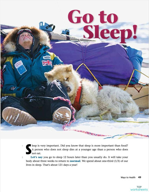 READING PRACTICE - SLEEP. Interactive worksheet | TopWorksheets