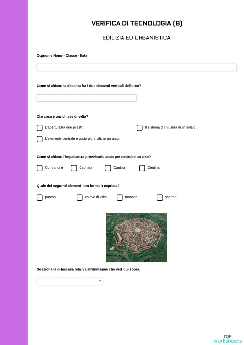 VERIFICA DI TECNOLOGIA (B). Scheda interattiva | TopWorksheets