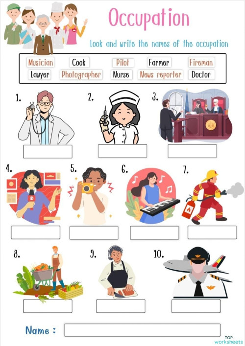 Occupation ใบงานเชิงโต้ตอบ | TopWorksheets