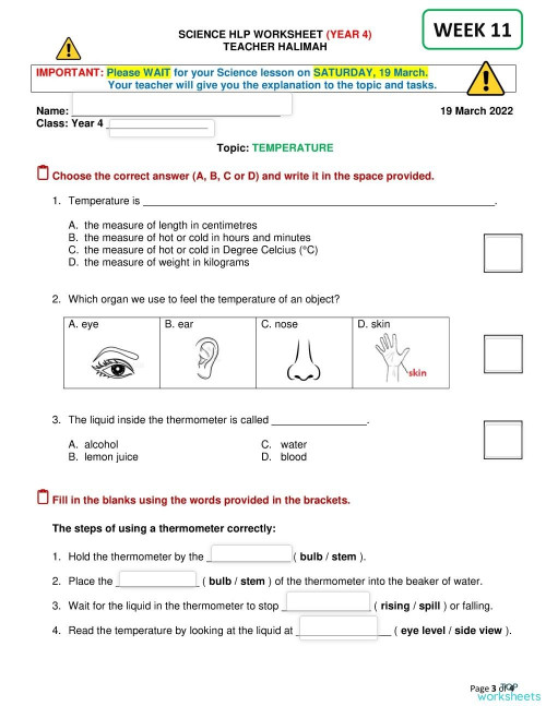Temperature. Interactive worksheet | TopWorksheets