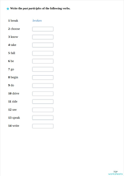 Present Perfect Tense A2. Interactive worksheet | TopWorksheets