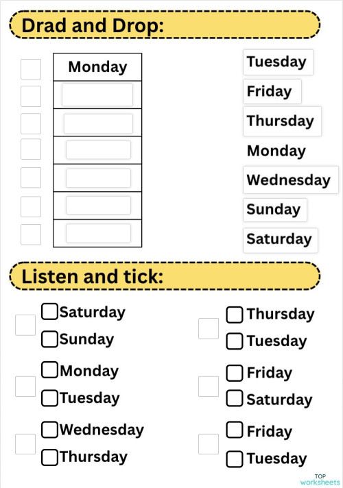 Kids-days of the week. Interactive worksheet | TopWorksheets