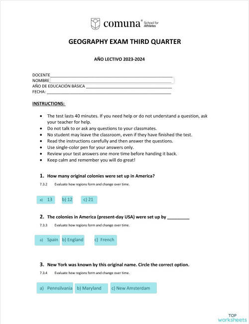 GEOGRAPHY MULTI 3T. Interactive worksheet | TopWorksheets