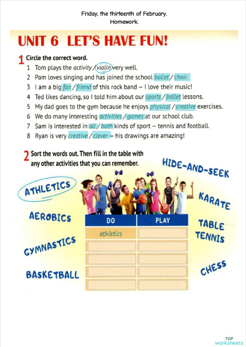 Write your article. Interactive worksheet | TopWorksheets