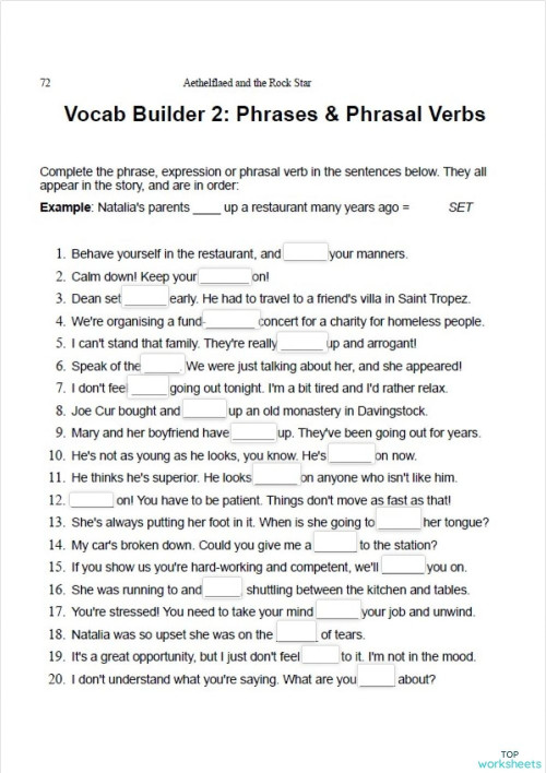 Phrasal Verbs - An Imperfectly Perfect Day!. Interactive worksheet ...