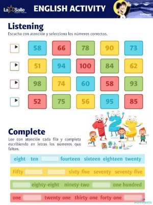 Numbers 1 - 100. Ficha interactiva | TopWorksheets