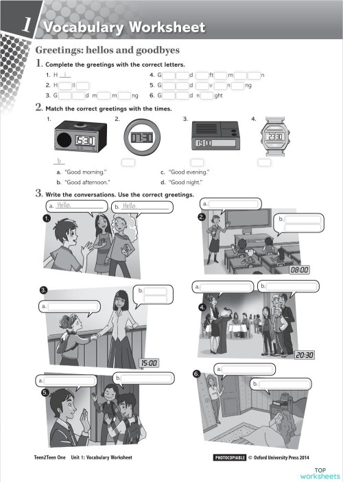 Vocabulary greetings worksheet. Interactive worksheet | TopWorksheets