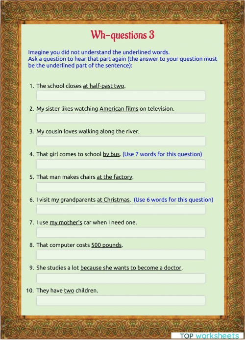 Wh- questions 3. Interactive worksheet | TopWorksheets