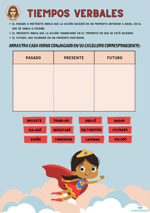 Los tiempos verbales.. Ficha interactiva | TopWorksheets Los tiempos verbales.. Ficha interactiva | TopWorksheets