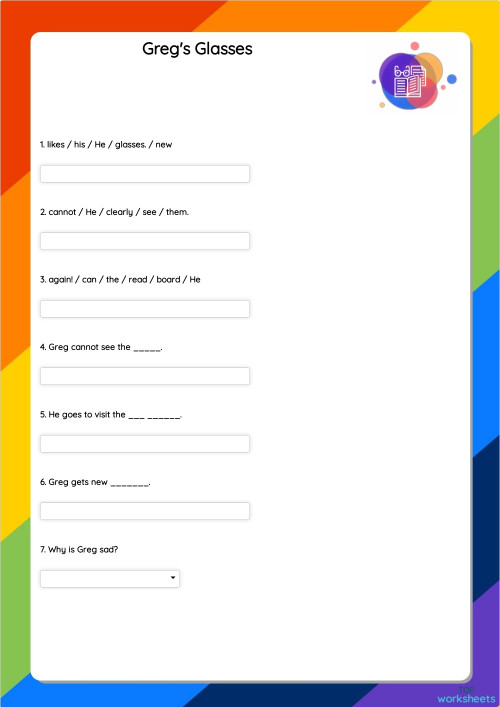 Greg's Glasses. Interactive worksheet | TopWorksheets