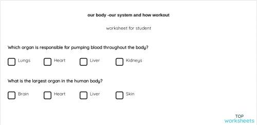 our body -our system and how workout. Interactive worksheet | TopWorksheets