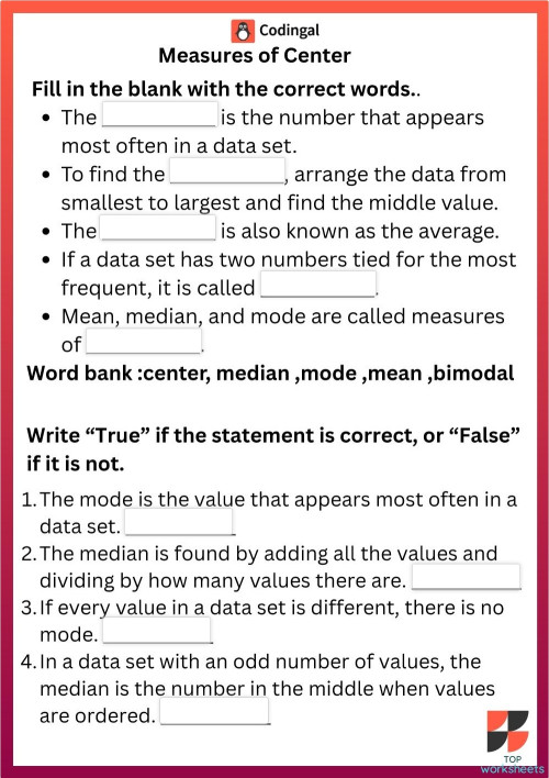 Statistics: interactive worksheets and online exercises | TopWorksheets