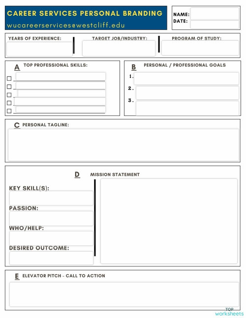 Engage-CS Workshop Personal Branding. Interactive worksheet | TopWorksheets