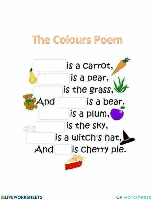 The Colours Poem. Interactive worksheet | TopWorksheets