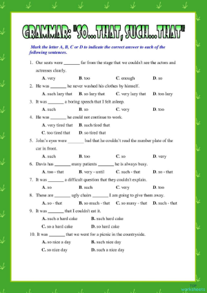 so...that, such...that. Interactive worksheet | TopWorksheets