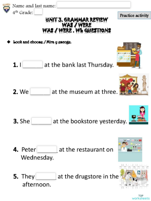 4th G. Unit 3. Grammar review. Practice activity. Interactive worksheet ...