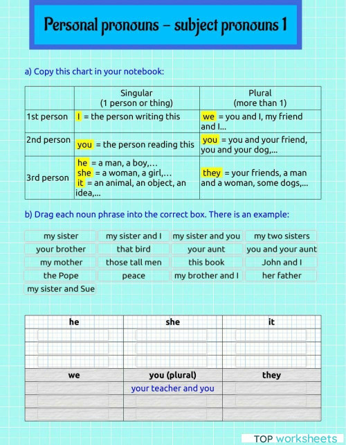 Personal pronouns: interactive worksheets and online exercises ...