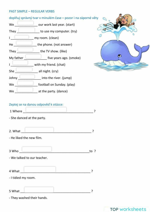 Past simple regular verbs. Interactive worksheet | TopWorksheets