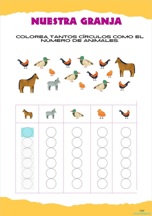 Animales - Cantidad. Ficha interactiva | TopWorksheets