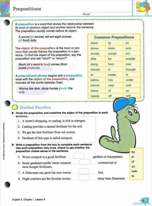 Prepositional Phrase: interactive worksheets and online exercises ...