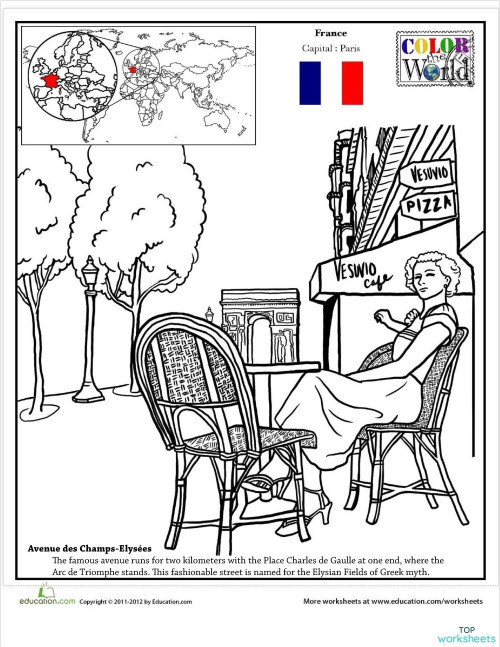 France Coloring Sheet. Interactive worksheet | TopWorksheets