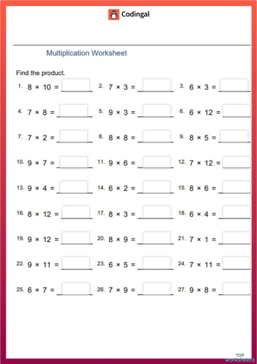M_G01M11L40_WC02_Multiplication_Tables_6_to_10_2. Interactive worksheet | TopWorksheets