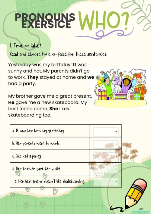Pronoun_Exercise_5º.3. Interactive worksheet | TopWorksheets