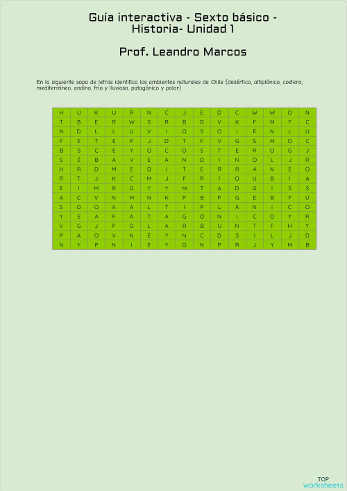 Ficha interactiva Sexto básico - Historia Unidad 1 - Leandro Marcos ...