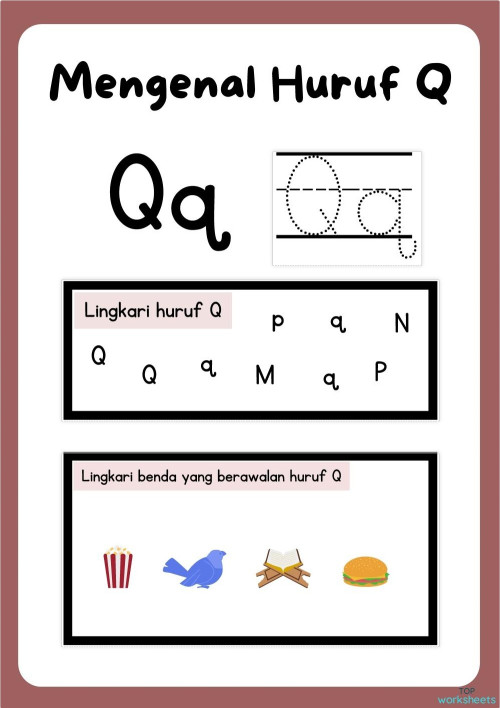 MENULIS HURUF Q. Interactive worksheet | TopWorksheets