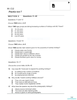 Cambridge 12 Listening Practice Test 7+8 ( Section 2 ). Interactive ...