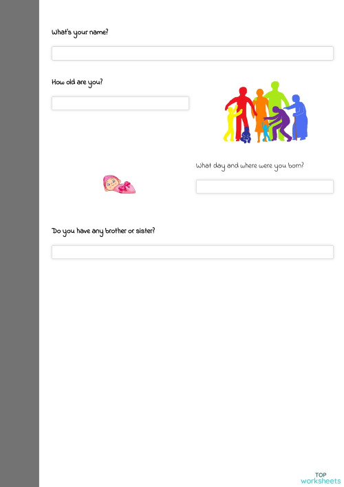 All about me. Interactive worksheet | TopWorksheets