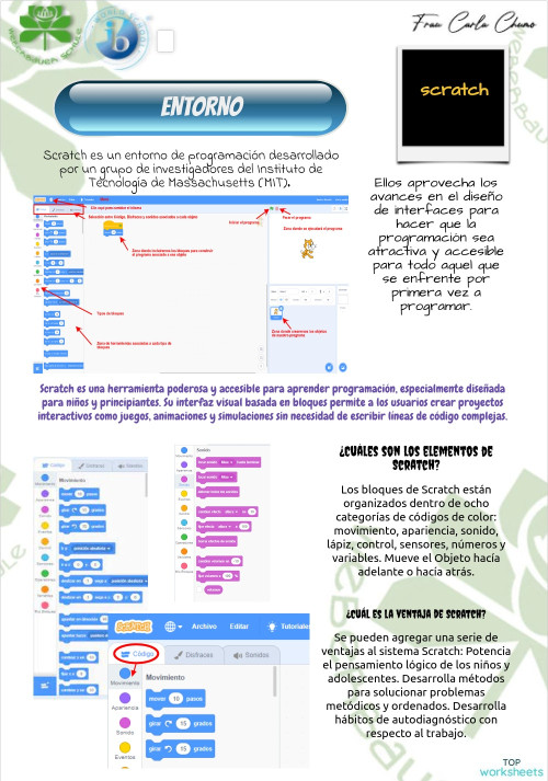 Scratch- Entorno- III Bimestre 01 - Herramientas. Ficha interactiva | TopWorksheets