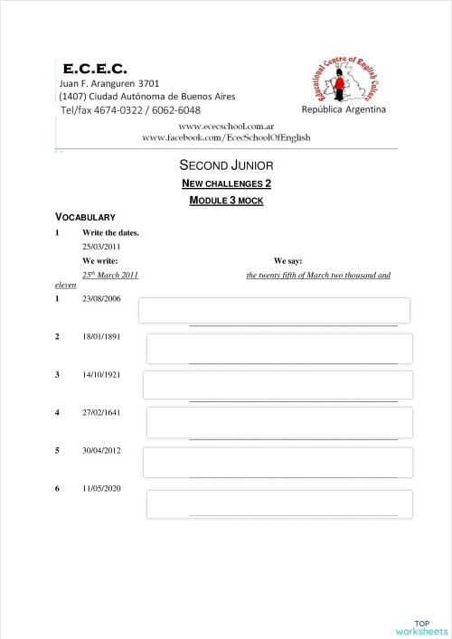 MOCK 2nd Junior-NEW CHALLENGES MODULE 2 ns 3. Interactive worksheet ...