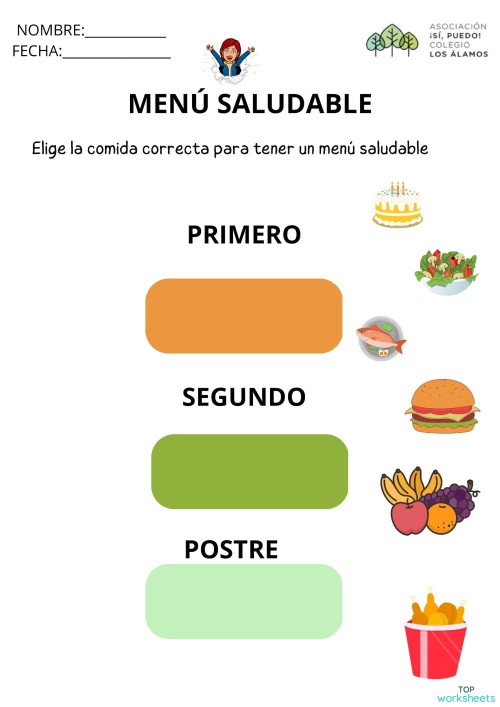 Menú saludable. Ficha interactiva | TopWorksheets
