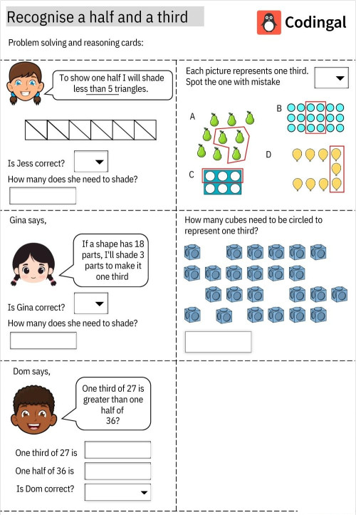 M_G02M13L62_WA01_Describing Fractions: Halves and Thirds. Interactive ...