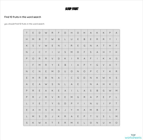 Soup fruit. Interactive worksheet | TopWorksheets