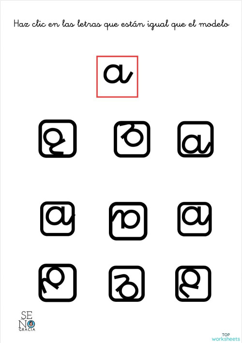 Identificamos la letra a. Ficha interactiva | TopWorksheets