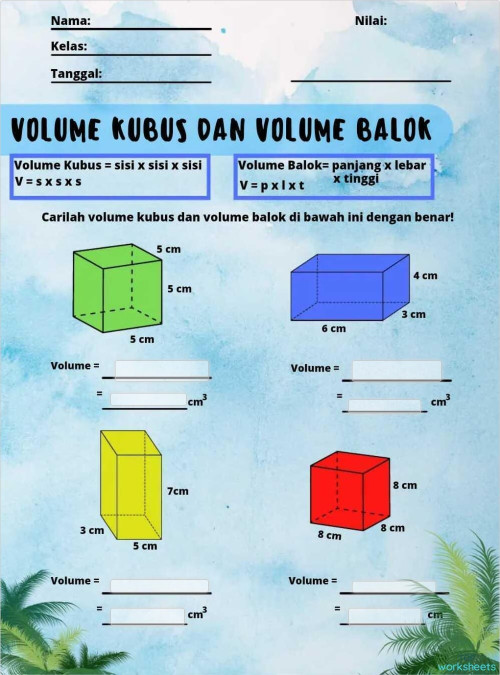 menghitung volume kubus dan balok. Interactive worksheet | TopWorksheets