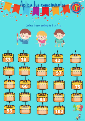 Conteo de 3 en 3 , aplica tus conocimientos. Ficha interactiva ...