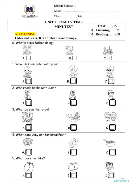 S1 - Unit 2 - Practice Test. Interactive worksheet | TopWorksheets