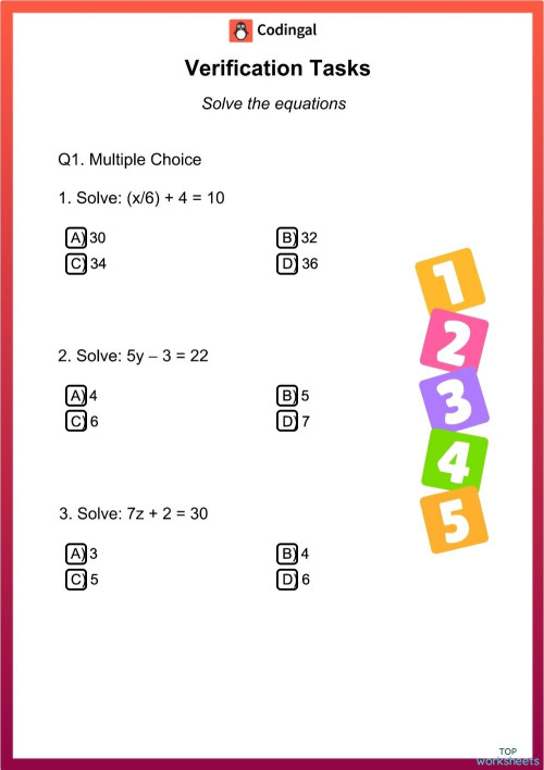 M_G08M08L20_WE02_Solving_Linear_Equations_(Two-Step)_6. Interactive worksheet | TopWorksheets