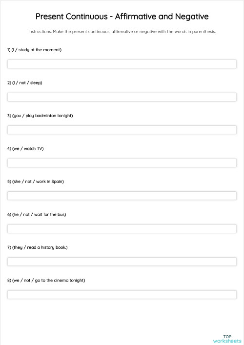 Verb 'to be' - affirmative, negative. Interactive worksheet | TopWorksheets