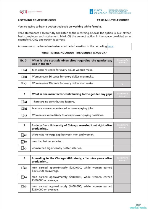 WHAT IS MISSING ABOUT THE GENDER PAY GAP. Interactive worksheet ...