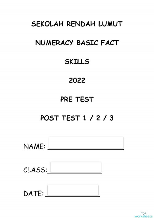Numeracy Basic Fact Morning Program 2022 post test 2. Interactive ...