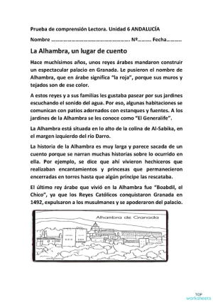 COMPRENSIÓN LECTORA "LA ALHAMBRA". Ficha interactiva | TopWorksheets