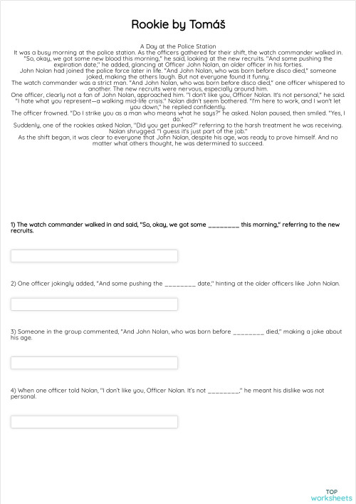 Rookie by Richard Grepl, D) Sequencing Activity. Interactive worksheet ...